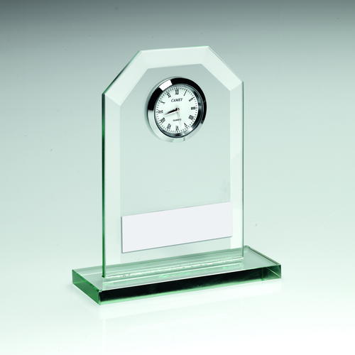 Jade Glass Clock Trophy | Prime Trophies