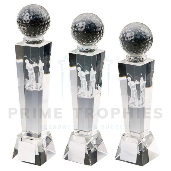 Crystal Golf Ball Column Trophy | Prime Trophies