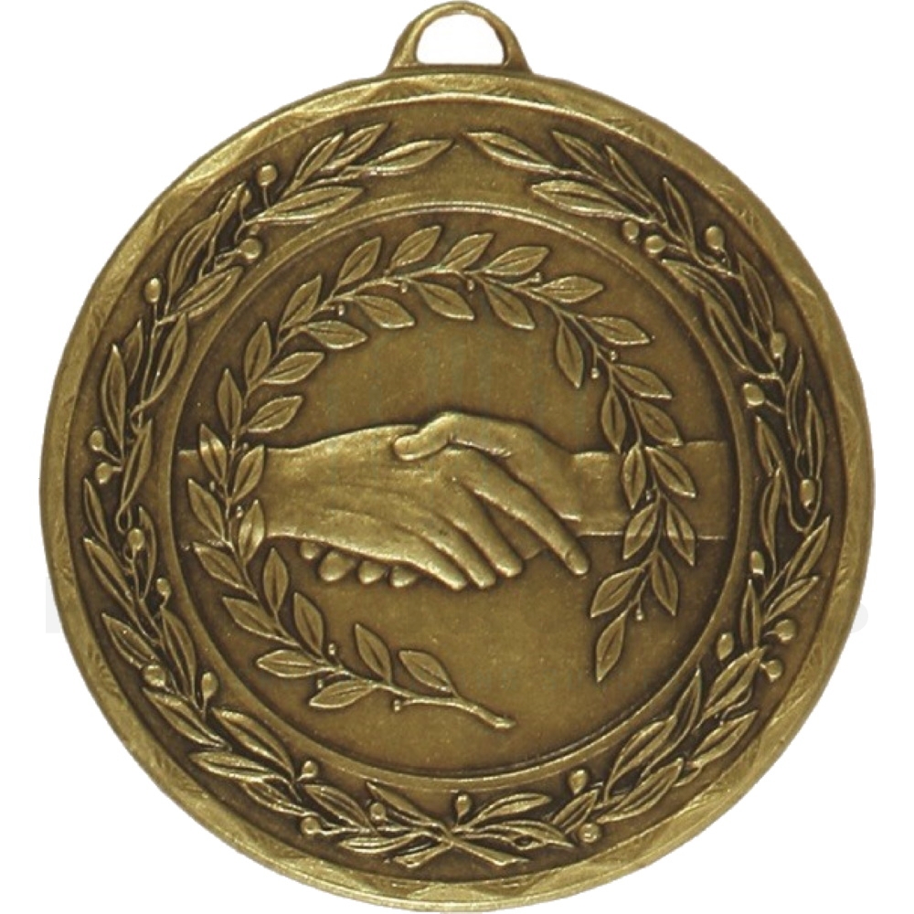 50mm Economy Laurel Wreath Handshake Medal | Prime Trophies