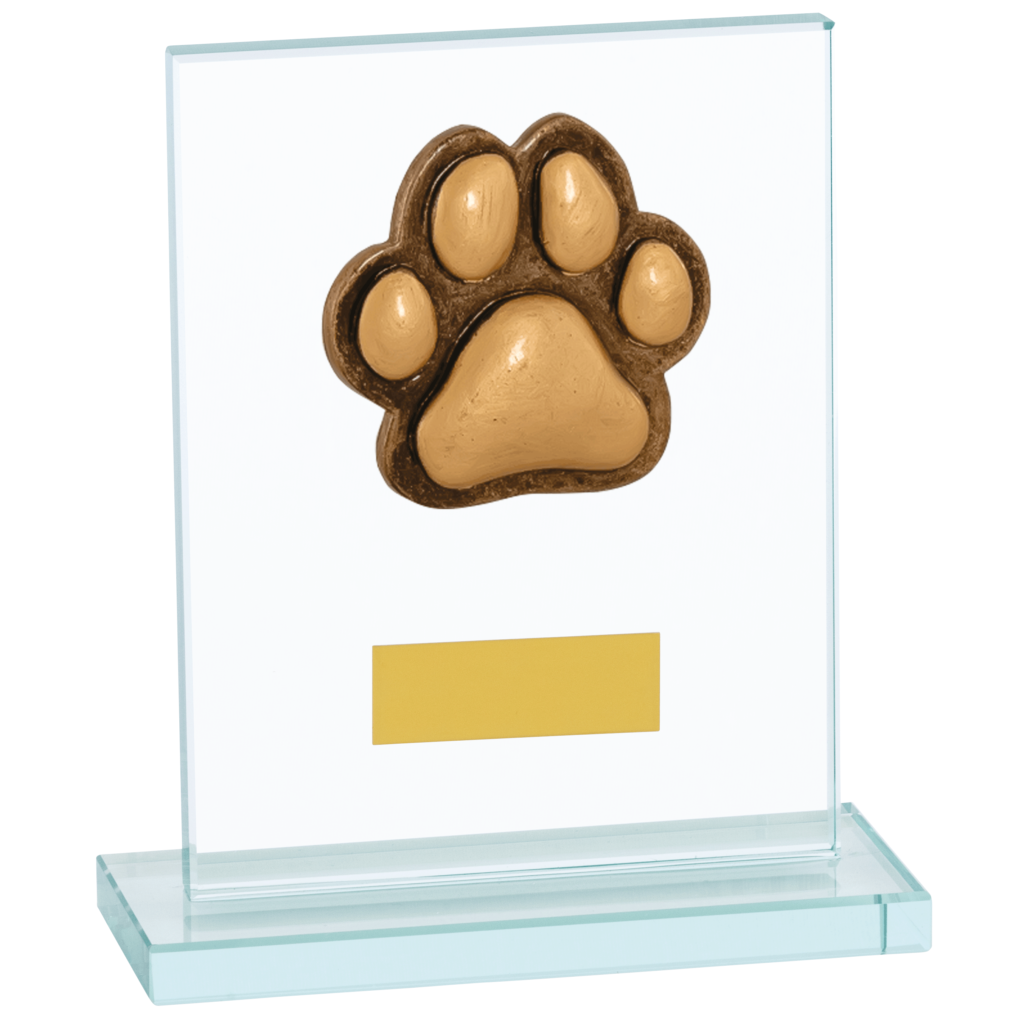 Glass Dog Paw Trophy | Prime Trophies