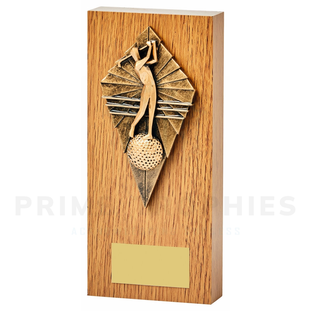 Golf Trophy Wooden Block | Prime Trophies